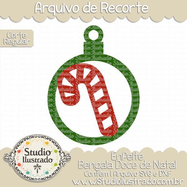 Enfeite Bengala Doce de Natal - Studio Ilustrado