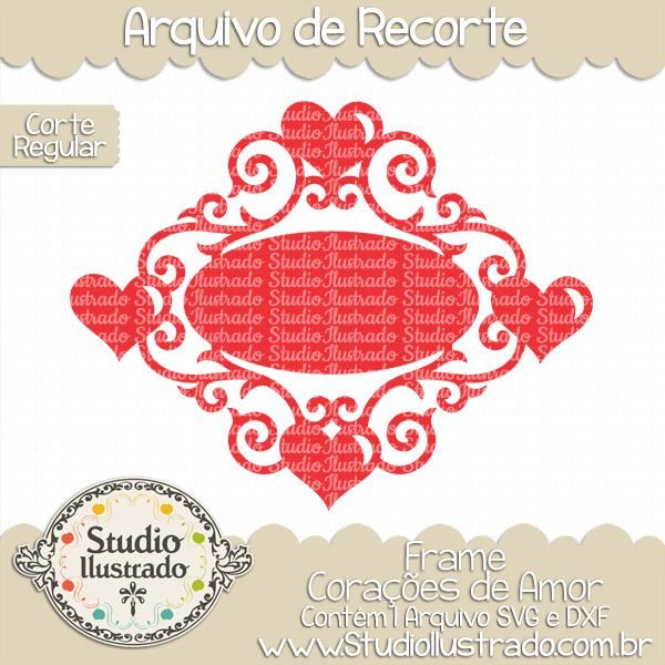 Frame Corações de Amor - Studio Ilustrado