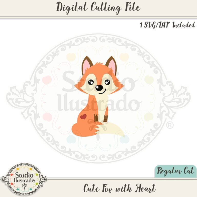 Cute Fox with Heart - Studio Ilustrado