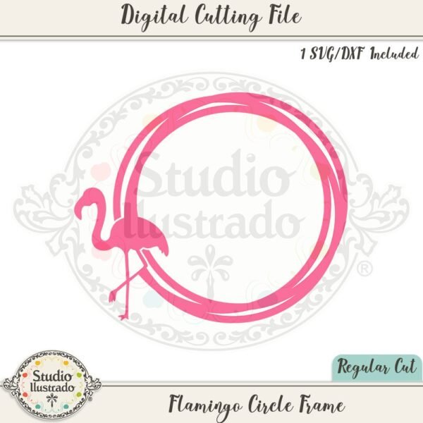 Flamingo Circle Frame - Studio Ilustrado