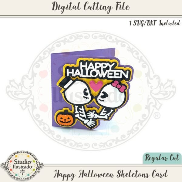 Happy Halloween Skeletons Card - Corte Regular - Recorte | S