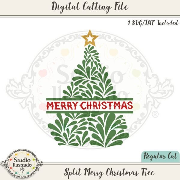 Split Merry Christmas Tree - Studio Ilustrado